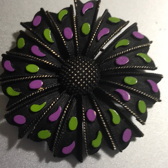Alan J | Jewelry | Vintage Alan J Signed Black Enamel Brooch | Poshmark